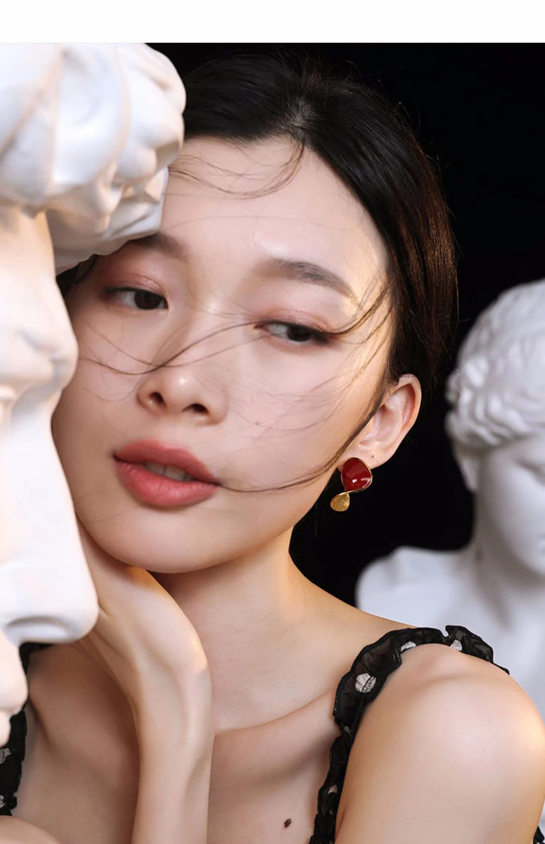 Red Oil-drop Glaze Earrings E0604 – simsmore